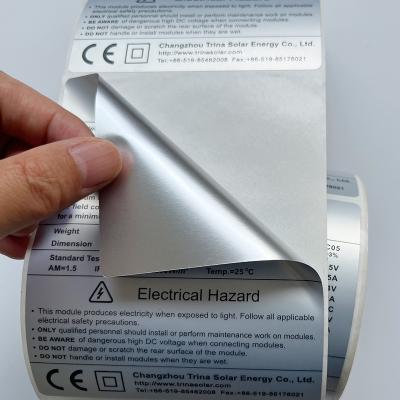 China Custom Printing Adhesive PET Barcode Label Matte Silver Thermal Transparent Polyester Sticker 100 Rolls for sale