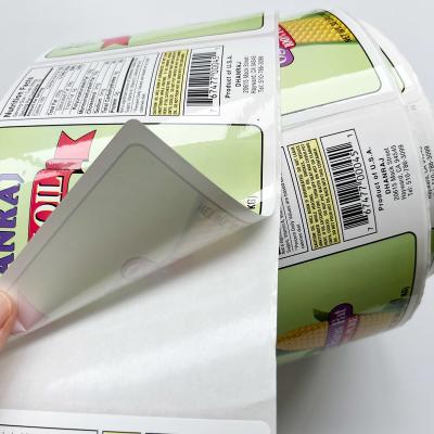 China CMYK Printing Vinyl Stickers Food Bottle Packaging Roll Adhesive Customized Printer Label for sale