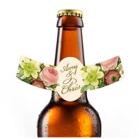 China Custom Waterproof Adhesive Vinyl Wine Bottle Neck Label Sticker Hologram 80mm x 40mm for sale