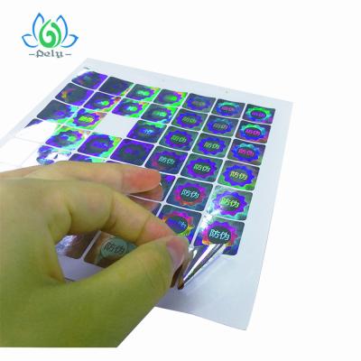 China Custom 3D Hologram Tamper Proof Security Labels Silver Foil Anti Counterfeit Barcode 50mm x 30mm for sale