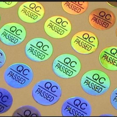 China Custom Hologram QC PASSED Seal Stickers PET Self Adhesive Round 1000pcs for sale