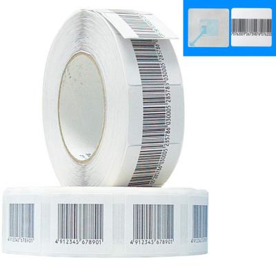 China Anti Theft RF 4*4cm Soft Barcode Label Sticker Tag 8.2 MHz EAS Security Barcode Label Roll for sale