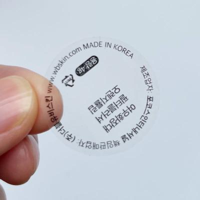 China 40mm Round Transparent Vinyl Glossy Self Adhesive Stickers Waterproof Custom Size for sale