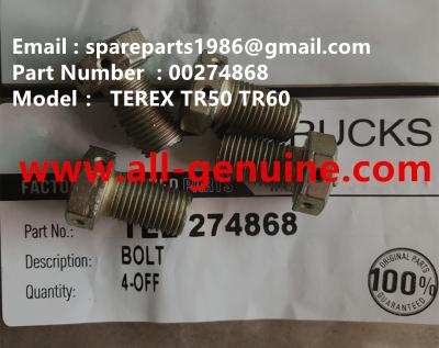 China TEREX 00274868 BOLT TR50 TR60 TR70 TR100 RIGID DUMP TRUCK OFF HIGHWAY DUMP TRUCK for sale