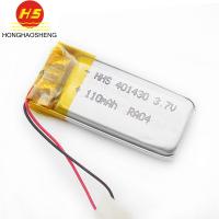 China ISO9001 401430 3.7V 110mAh Lipo Battery for POS Systems and Lighting Devices for sale