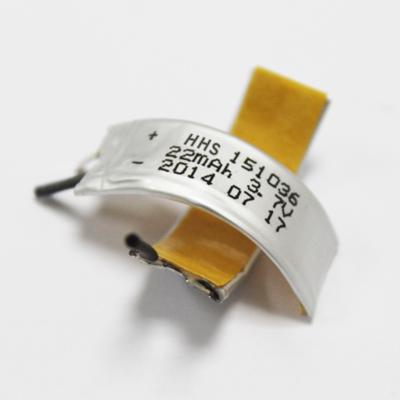 China 3.7V 30mAh Curved Lipo Battery 500 Cycles for Wearable Devices Smart Electronics for sale