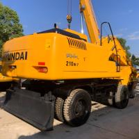 China HYUNDAI 210W-7 Old Wheel Excavator , Used Construction Equipment 124KW For Mining for sale