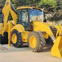 China 74.6kW JCB 4CX Used Loader Yellow 4378kg Lift Second Hand Backhoe Loader Wheel Moving for sale