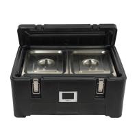 China Large Capacity Insulated Food Transport Box LLDPE Black Catering Tray Carrier 30L for sale