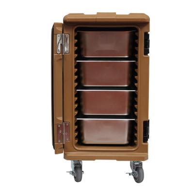 China Full Size Safe Food Pan Carrier Heated 4 Layers Coffee Color for sale