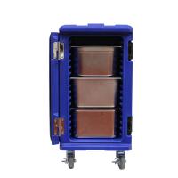 China Blue Chemical Resistant Catering Tray Carrier Insulated Food Pan With Wheels for sale