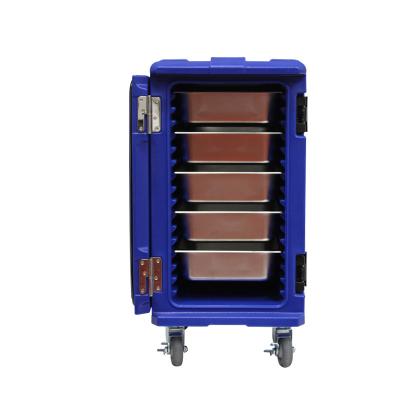 China Blue Chemical Resistant Catering Tray Carrier Insulated Food Pan With Wheels for sale