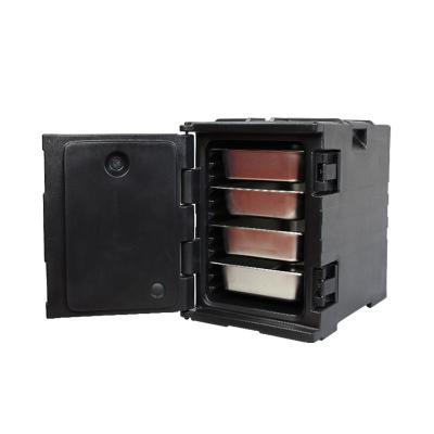China 4 Layers Insulated Hotel Pan Carrier Non Electric Food Transport Box Black 625mm for sale