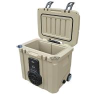China 37QT Portable Insulated Cooler With Speaker Waterproof PE Material Rotomolded Wine Food Fishing Cans For Camping Logo for sale