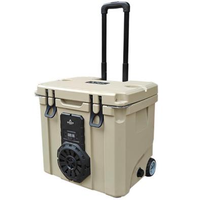 China 37QT Portable Insulated Cooler With Speaker Waterproof PE Material Rotomolded Wine Food Fishing Cans For Camping Logo for sale