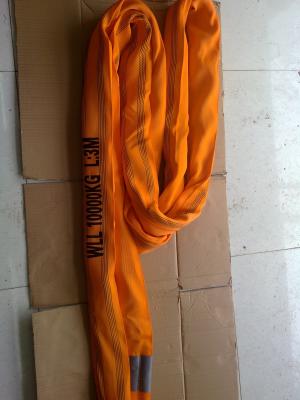 China Heavy Duty Endless Round Sling Polyester WLL 10T EN1492-2 Soft ORANGE for sale
