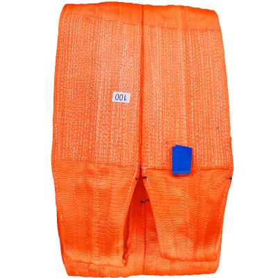China Duplex Webbing 60T Polyester Lifting Sling Orange Color for sale