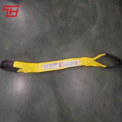 China 9800 #/inch 2Ply Black Edge treated on both sides polyester web sling Twisted Eyes easy to use for sale