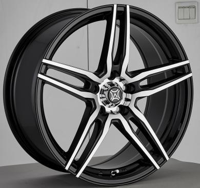 China 17 Inch Aftermarket Alloy Wheels Black Painted with Machined Face Aluminum A356 Five Split Spokes for sale