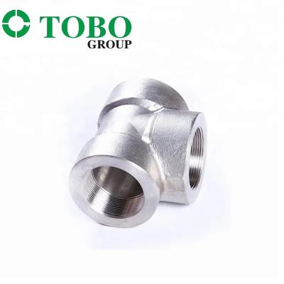 China Alloy Steel Forged Tee SS316/304 Pipe Fittings Manufacture in China Stainless Steel Threaded Socket weld Equal Tee for sale
