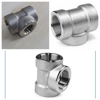 China High-quality ASME B16.9/ASTM A403 WP316 304 SS Stainless Steel Thread Equal Diameter Tee for sale