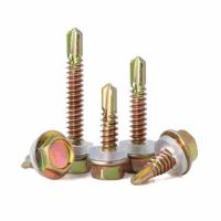 China Yellow Hex Zinc Plated Self Drilling Screws With Round Sealing for sale