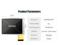 China 3.5Inch IPS Transflective TFT LCD Displays VGA SPI RGB Interface Sunlight Readable for sale