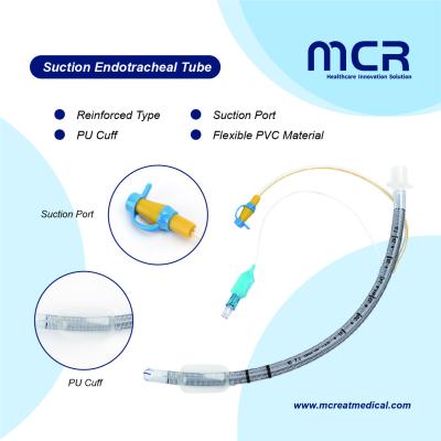 China Reinforced Suction Endotracheal Tube with PU Cuff 3.0mm to 10.0mm ID Medical Grade PVC for sale