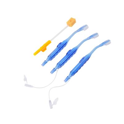 China Medical Suction Toothbrush with Flushing Port Silicone Brush Head Transparent Handle Adult Size I II Oral Care for sale