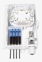 China 4 Cores Fiber Optic Distribution Box 4 Outlet 1 Entry Box For Drop Cable for sale