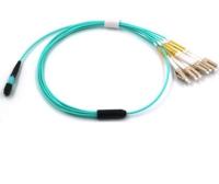 China 8 Core MPO Fiber Connector , 50um Om3 MPO To LC Patch Cord LSZH Aqua for sale
