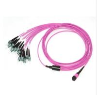 China High Density MPO Trunk Cable , MPO To ST Optical Fiber Patch Cord OM3 Type for sale