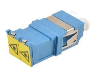 China hybrid adapter FTTH  LC / APC Laser Caution Plastic Duplex Sm Adapter With Shutter for sale