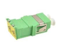 China hybrid adapter FTTH  LC / APC Laser Caution Plastic Duplex Sm Adapter With Shutter for sale