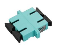 China Fiber Optic Network Adapter Aqua SC MM OM3 DX Welding Metal With Flange for sale