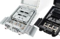 China Joint Box Fiber Optic Outdoor Wall Ftth 2 Inlet+Mid-Span Port ,16 Outlet For Drop Cables for sale