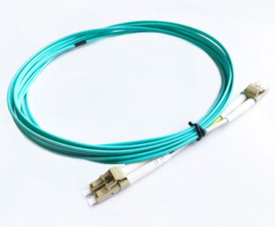 China FTTH 2mm Duplex LC UPC Fiber Optic Patch Cord MM OM3 50/125 for sale