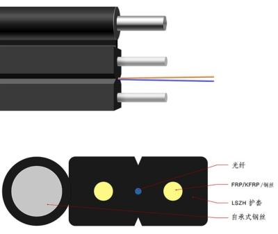 China FTTH FRP Outdoor Self Supporting Cable 2c GJYXFCH LSZH Sheath for sale