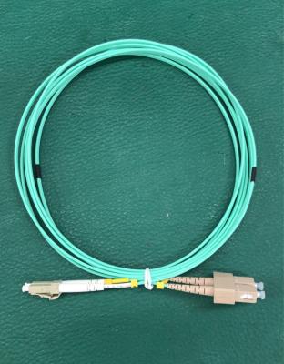 China SC LC Fiber Optic Patch Cord OM3 300 Duplex LSZH Jacket Aqua Color for sale