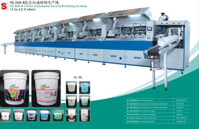 China 1-5L  35pcs/Min 1-8 color plastic Round Bucket UV Screen Printing Machine for sale