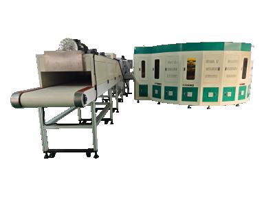 China CNC Glass Bottle 6-Color IR+UV Screen Printing Machine with servo motor up to 55pcs/min for sale