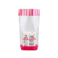 China Food Packaging Stand Up Pouch With Cross Block Bottom And Cellophane Clear Treat for sale