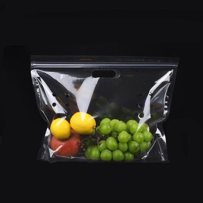China Custom Printed Resealable Clear Transparent Plastic Vegetable Bags Food Grade Ziplock Fresh Fruit Packaging Bags for sale