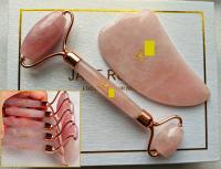 China Silver Frame Color 2 in 1 Natural Jade Roller and Gua Sha Set for Facial Massage for sale
