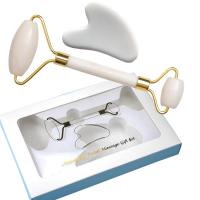 China Engrave Logo Private Label 2 in 1 Jade Roller Gua Sha Set for Commercial Home for sale