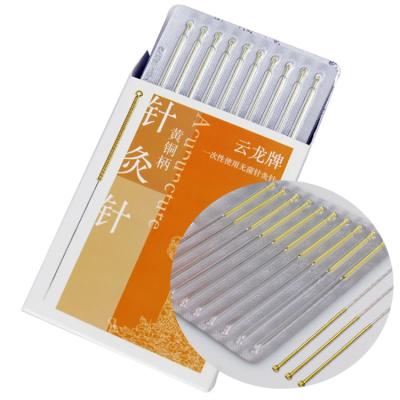 China Disposable Sterile Acupuncture Needles 100pcs/Box Brass Handle Aluminum Foil Packing for sale