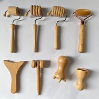 China 8pcs Handmade Natural Wood Facial Massage Set for Lymphatic Drainage and Body Therapy for sale