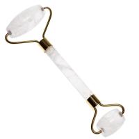 China Gold/Silver/Rose Ametist Quartz Noiseless Jade Roller for Face Lift Anti Aging Massage for sale