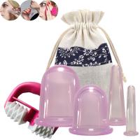 China Logo Print Blue Silicone Cupping Jar Strongest Vacuum Suction Anti-Cellulite Face Massager for sale
