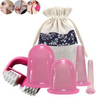 China Logo Print Blue Silicone Cupping Jar Strongest Vacuum Suction Anti-Cellulite Face Massager for sale